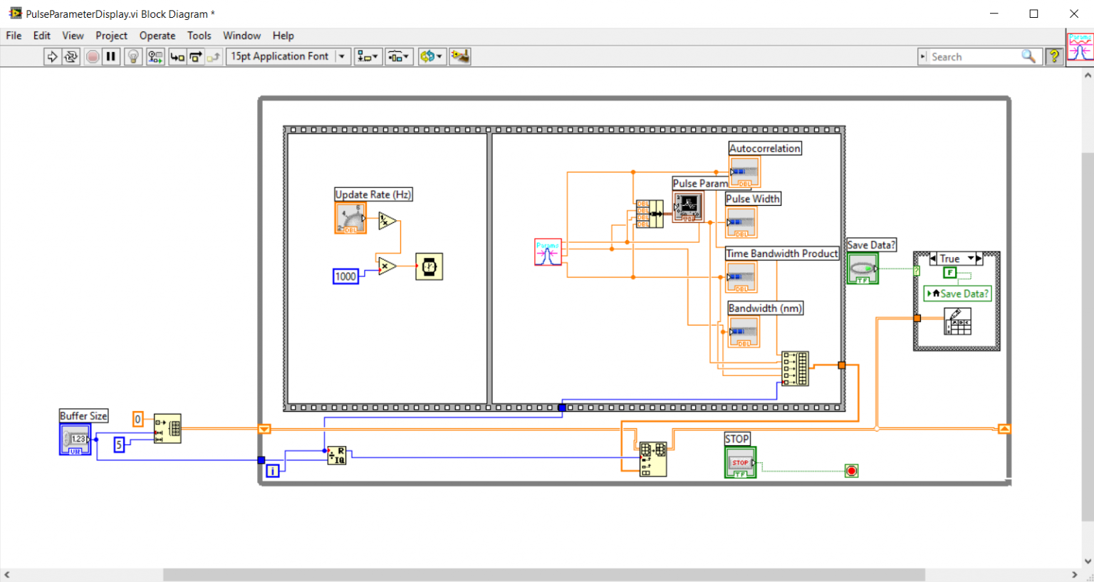 LabView_PulseParameterDisplayBlockDiagram | Mesaphotonics